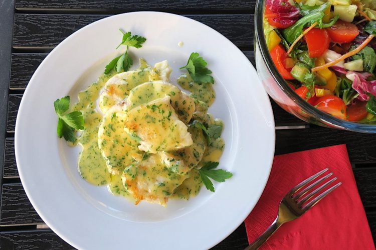 MONKFISH TAIL STEAKS WITH PARSLEY BEURRE BLANC - Queen Keto